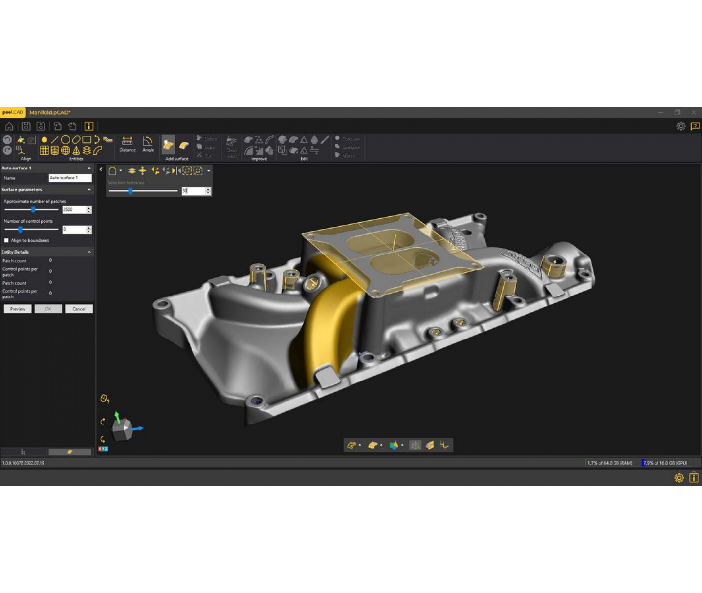 Peel 3 CAD 3D scanner for reverse engineering