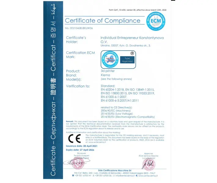 Buy a 3D printer KLEMA 250 | Qualitative and reliable 3D printer