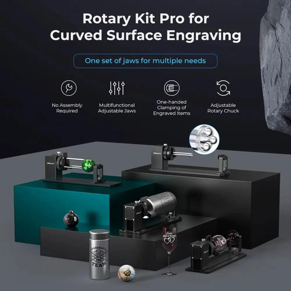 Rotary Kit Pro | Curved surface engraving on Creality Falcon